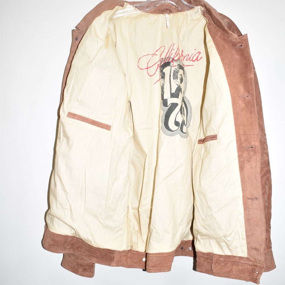 Free People Genuine Suede Trucker Jacket Sand Beige M… - Gem